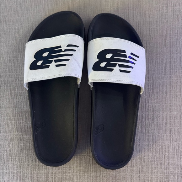 New Balance | Shoes | New Balance Black And White Slide Sandals | Poshmark